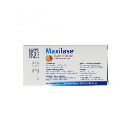Maxilase maux de gorge alpha-amylase 3000 u. ceip boîte de 30 comprimés ...