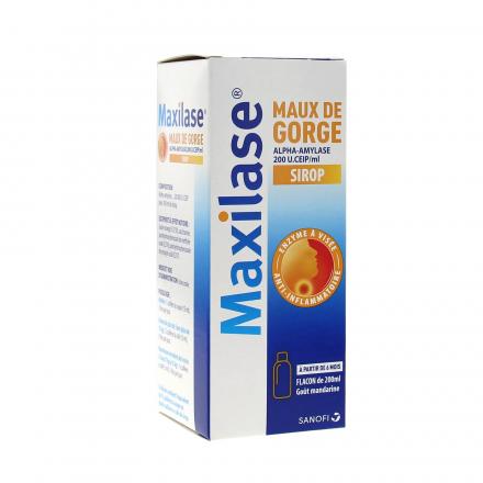 MAXILASE maux de gorge alpha-amylase 200 u.ceip/ml flacon de 200 ml ...